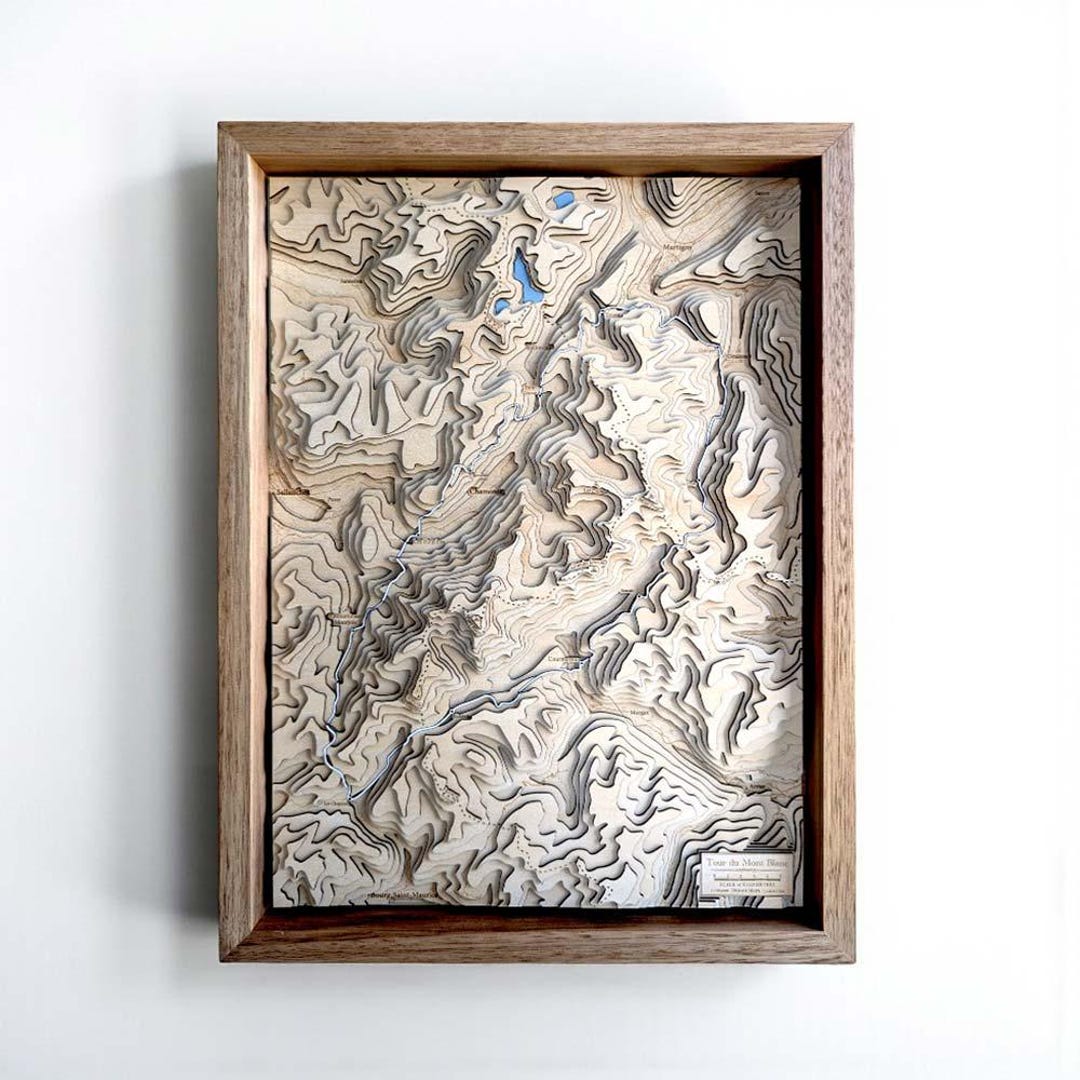 Tour Du Mont Blanc Wooden Map Art | 3D Topographic Hiking Trail | TMB ...