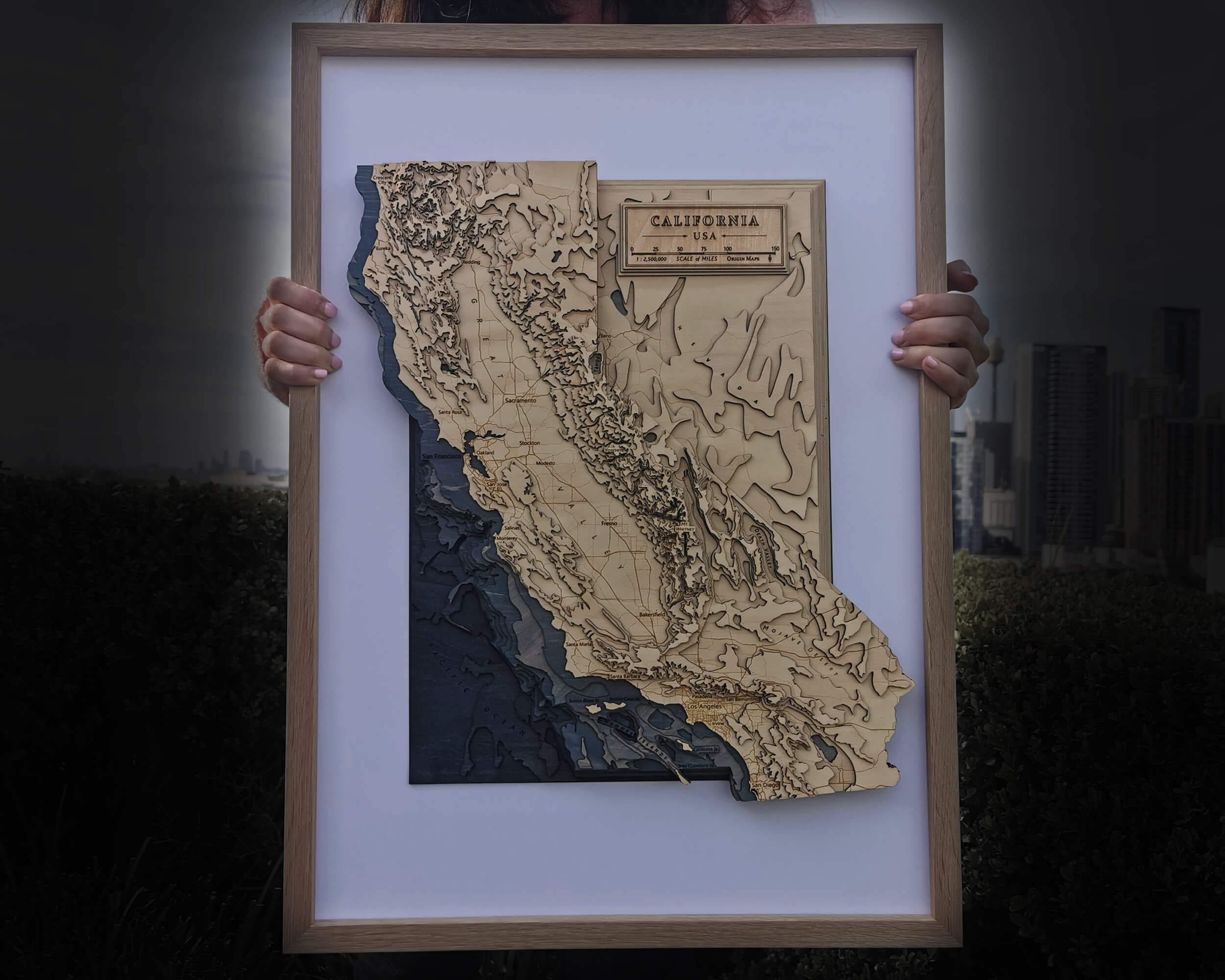 California State Map Wooden 3D Topographic Wall Art Framed - Etsy
