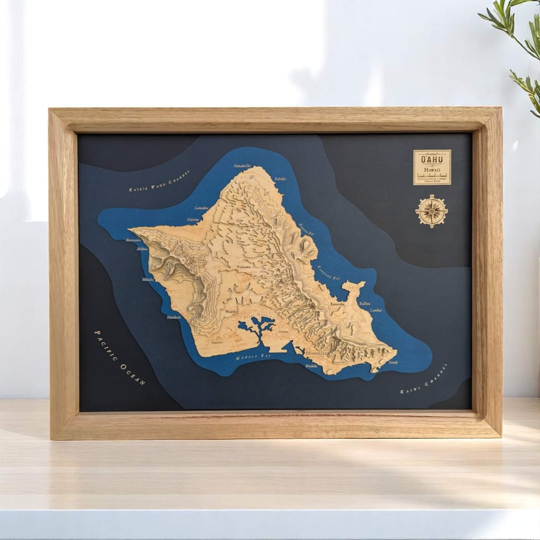 Oahu Hawaii Topographic Map - Etsy