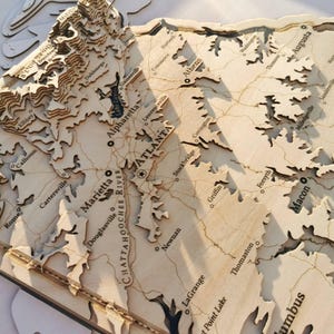 Georgia 3D Carved Wooden Topographic State Map Art Framed USA - Etsy