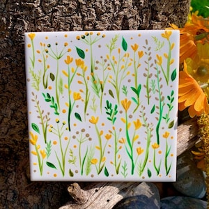 Tea Garden Hand Painted Ceramic Tile/ Wall Art/ Home Decor - Etsy