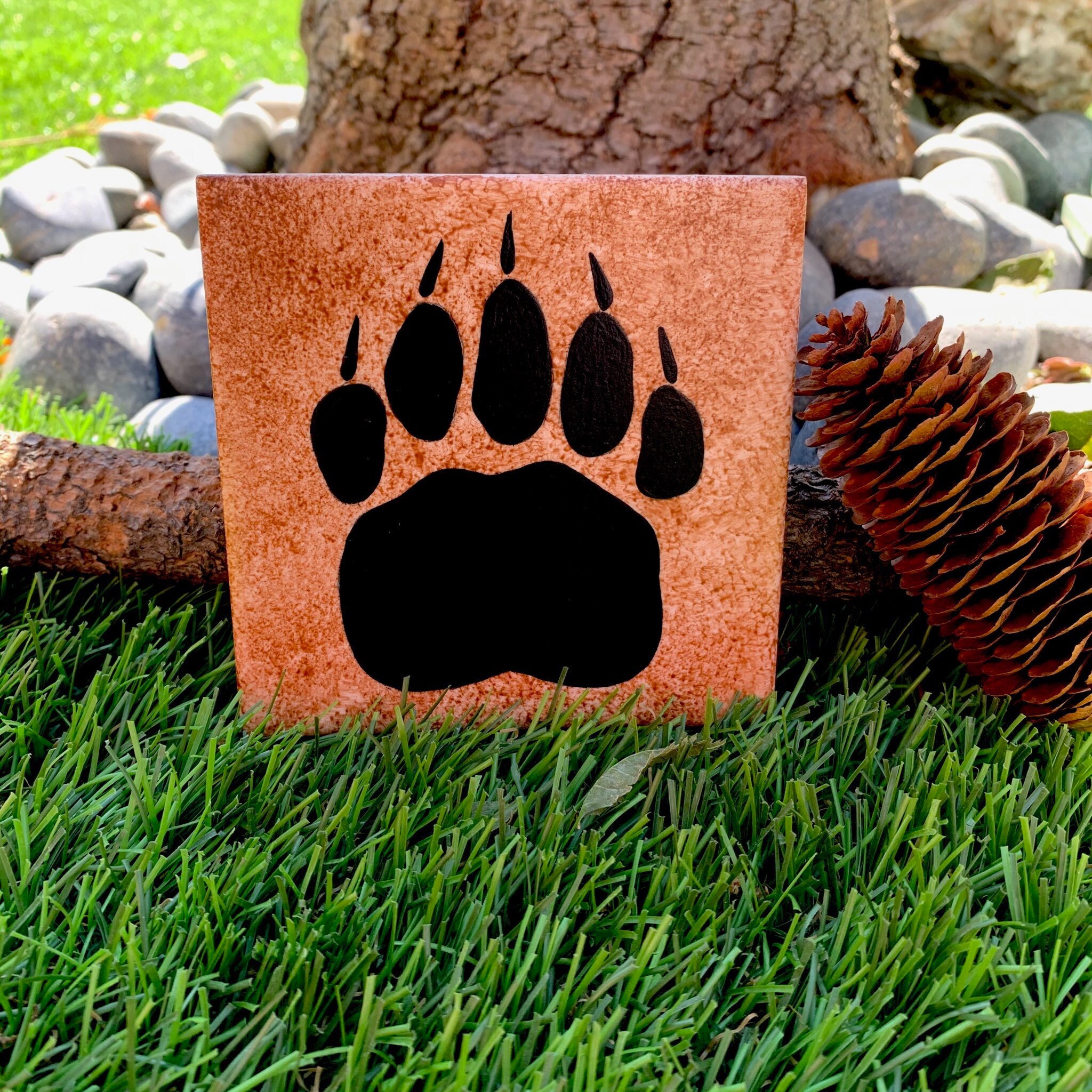 Bear Paw Hand Painted Ceramic Tile/ Ornament/ Wall Art/ Home Decor - Etsy