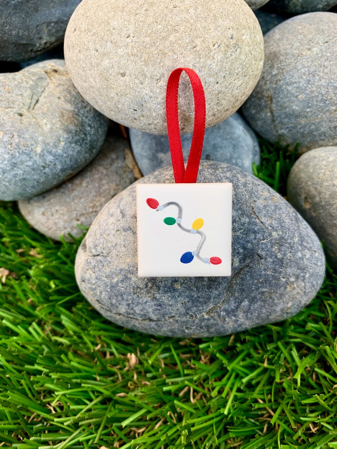 String of Lights Hand Painted Ceramic Tile/ Ornament/ Magnet - Etsy