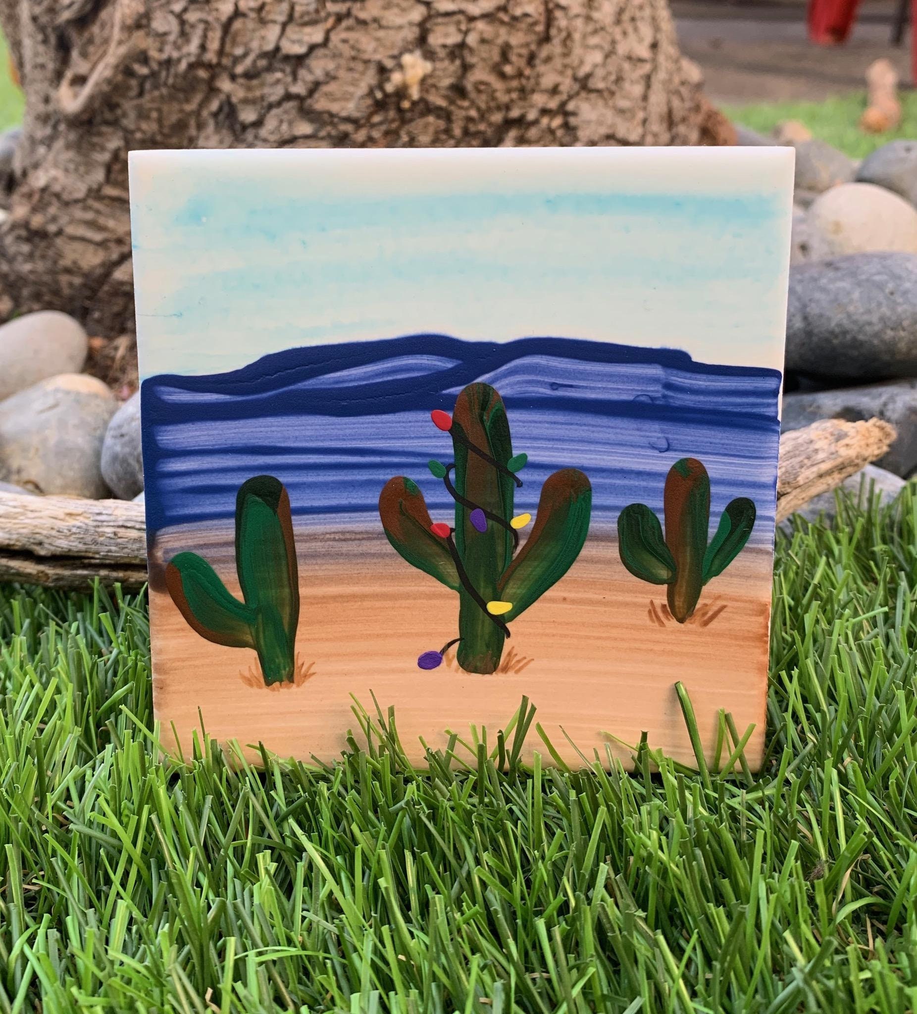 Arizona Christmas Medium hand painted ceramic tile/ Ornament/ | Etsy