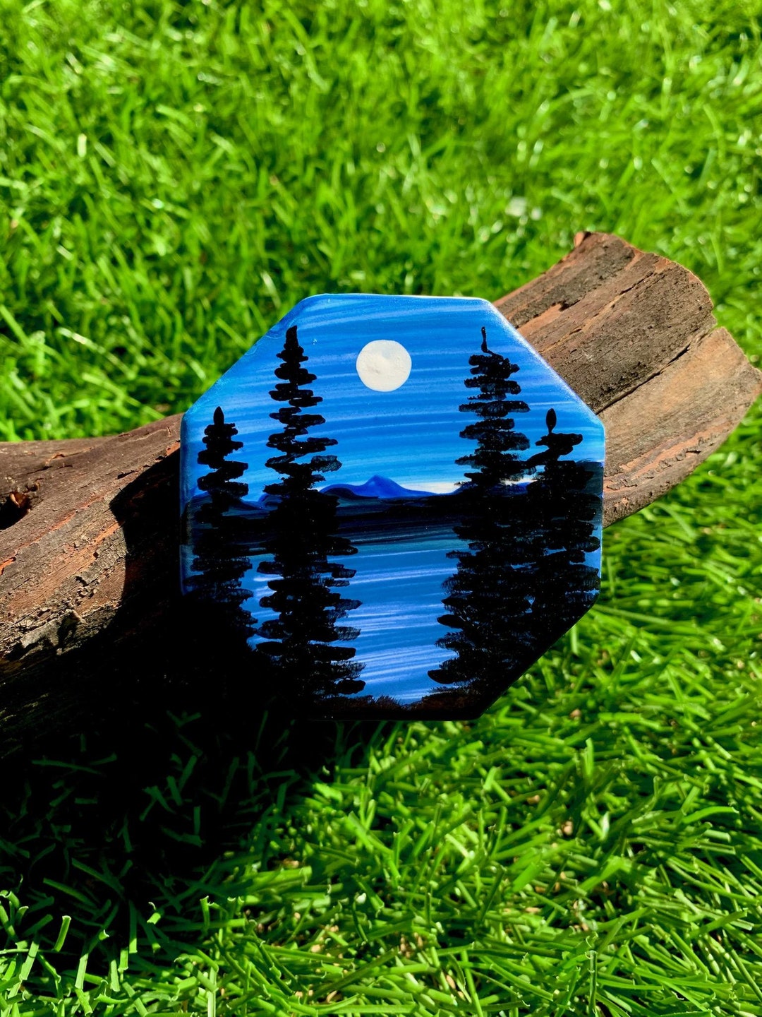 Overnight at Lake Arrowhead Hand Painted Ceramic Tile/ Ornament/ Magnet ...