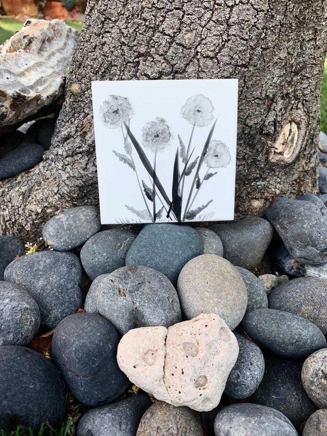 Dandelions Hand Painted Ceramic Tile/ Ornament/ Wall Art/ Home Decor - Etsy
