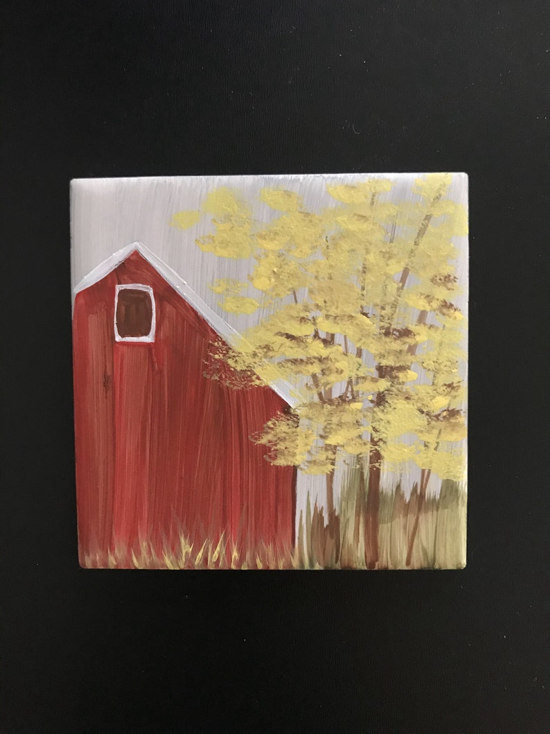 Red Barn Hand Painted Ceramic Tile/ Ornament/ Wall Art/ Home Decor - Etsy