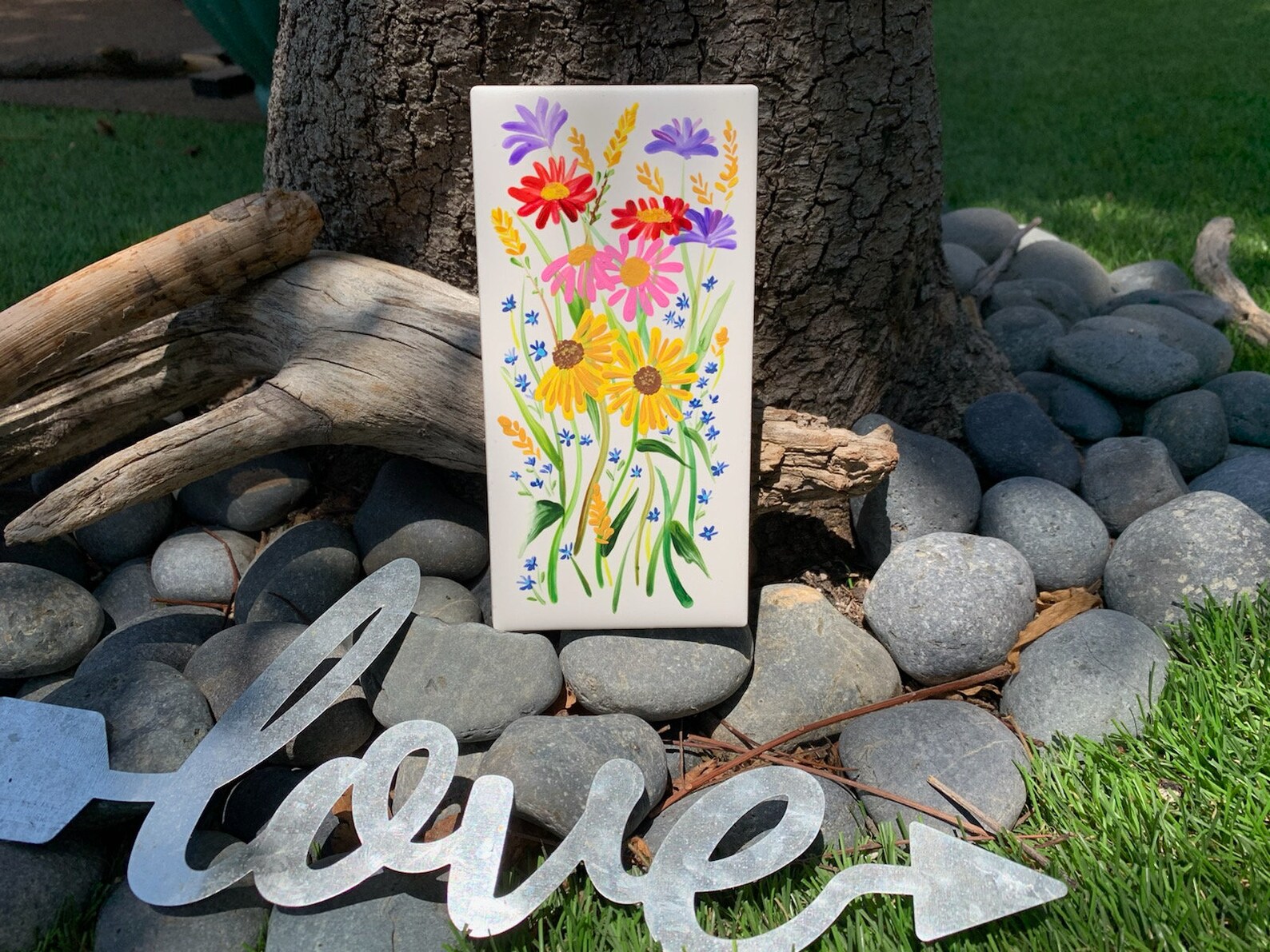 Wildflower Bouquet Hand Painted Ceramic Tile/ Wall Art/ Home Decor - Etsy