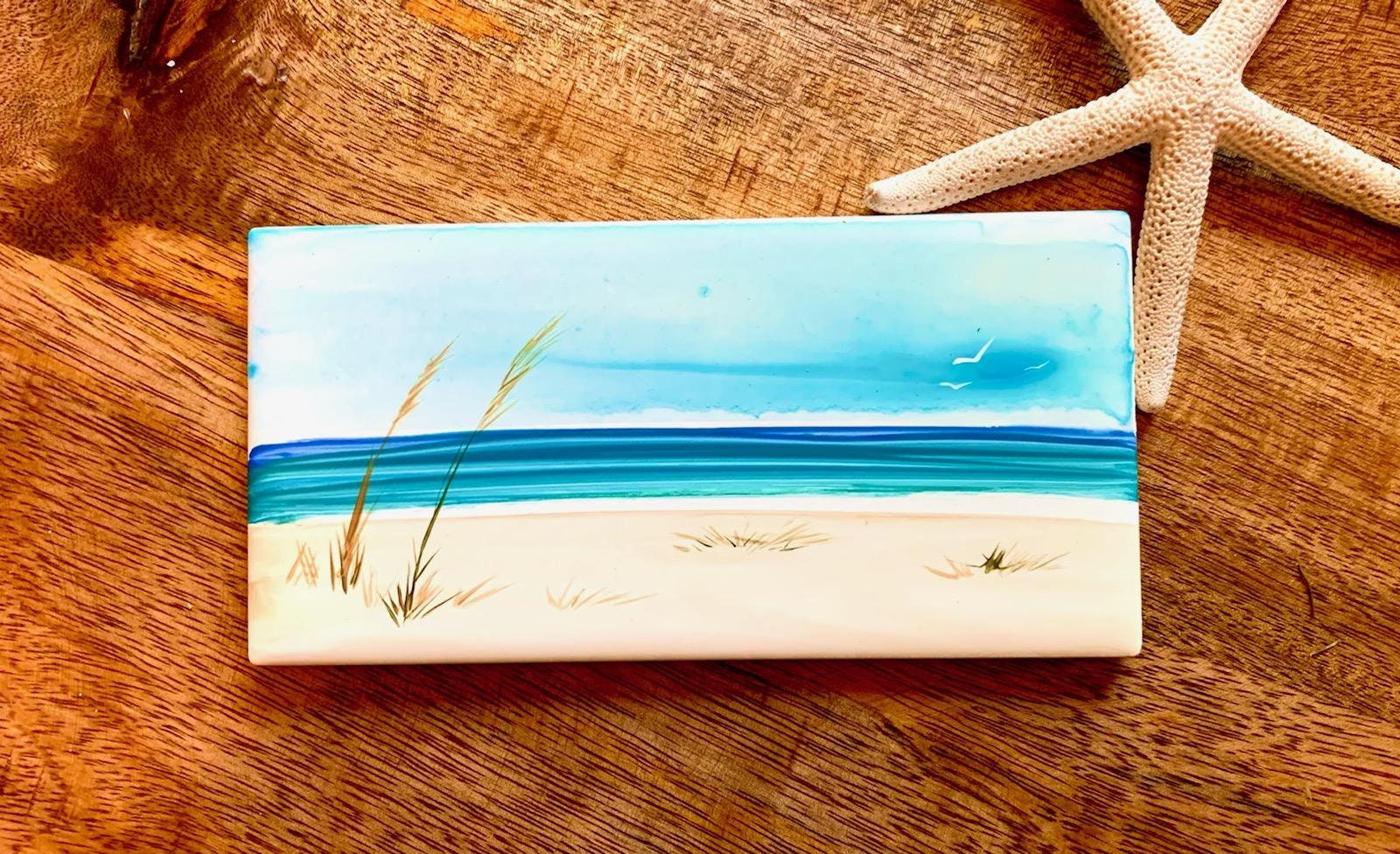 Nantucket Bay hand painted ceramic tile/ Wall Art/ Home Decor | Etsy