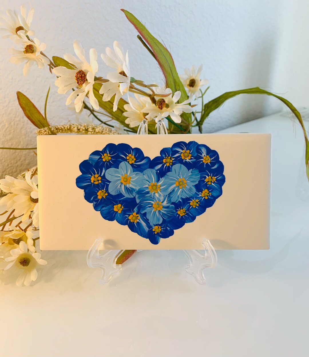 Forget Me Nots Hand Painted Ceramic Tile/ Wall Art/ Home Decor - Etsy