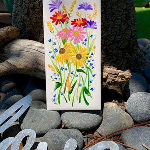 Wildflower Bouquet Hand Painted Ceramic Tile/ Wall Art/ Home Decor - Etsy