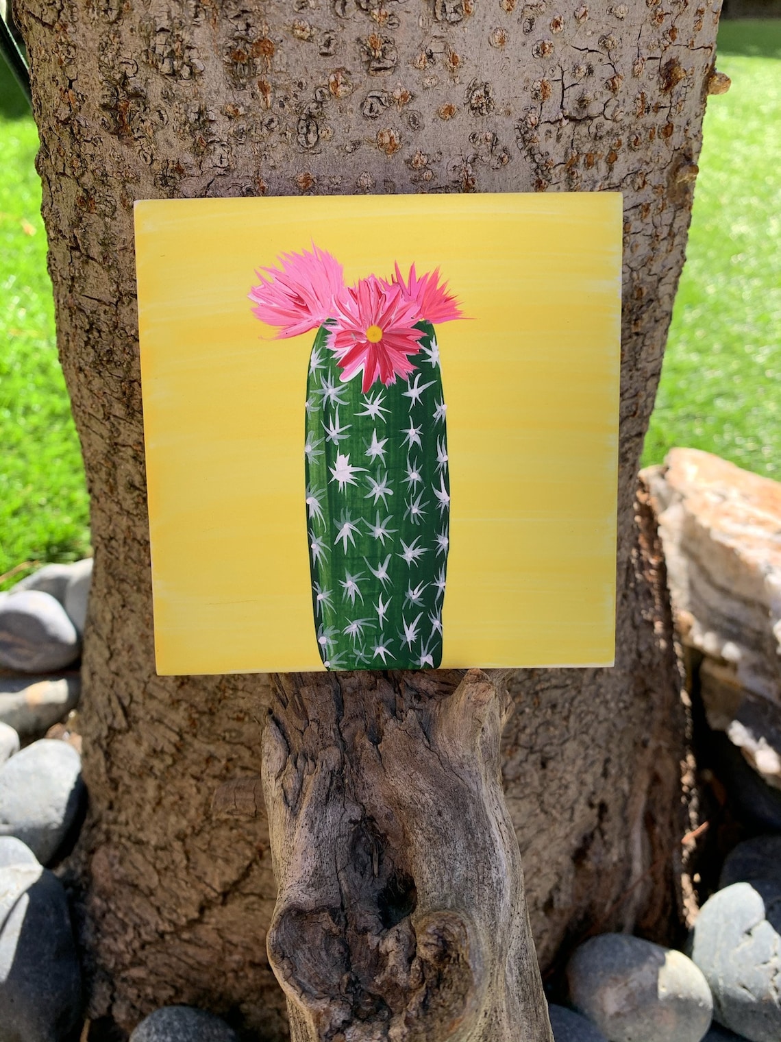 Floral Cactus Hand Painted Ceramic Tile/ Ornament/ Wall Art/ - Etsy