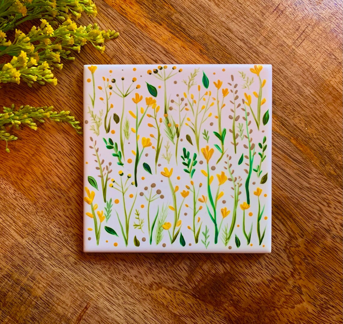 Tea Garden Hand Painted Ceramic Tile/ Wall Art/ Home Decor - Etsy