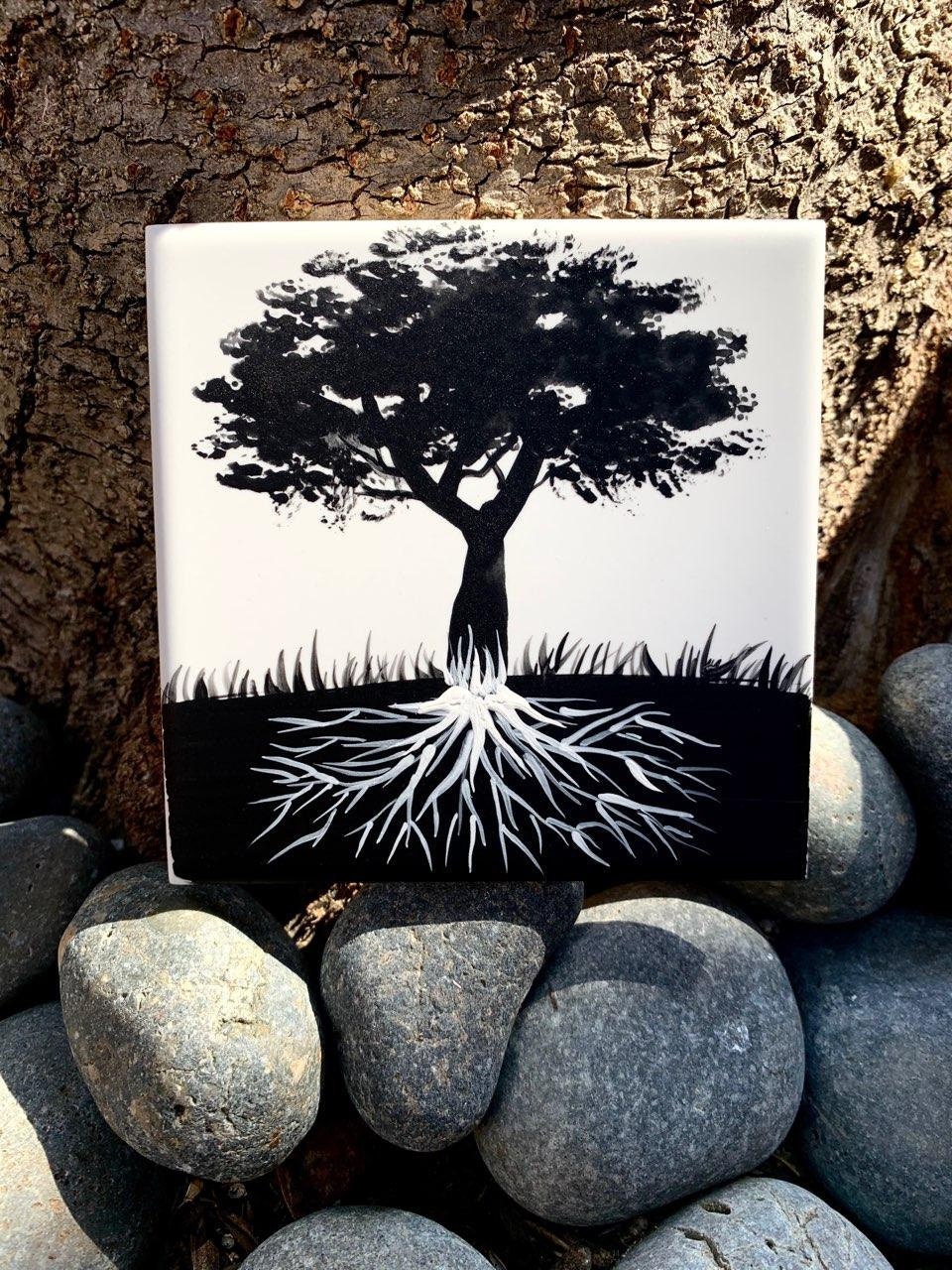 Mother Tree Hand Painted Ceramic Tile/ Ornament/ Wall Art/ Home Decor ...