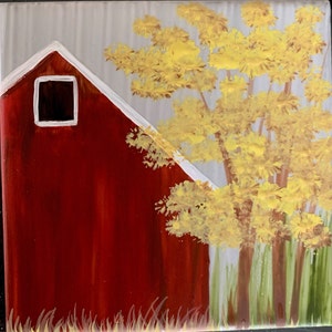 Red Barn Hand Painted Ceramic Tile/ Ornament/ Wall Art/ Home Decor - Etsy