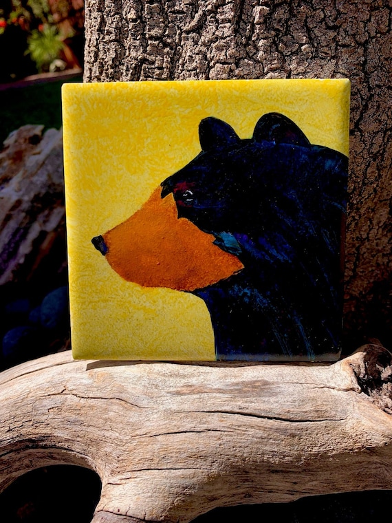 Bear Portrait Hand Painted Ceramic Tile/ Ornament/ Wall Art/ - Etsy