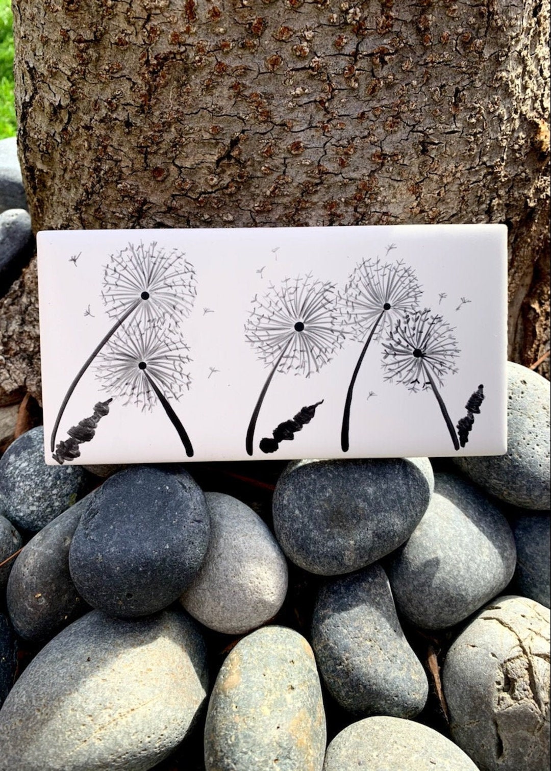Dandelions in Wind Hand Painted Ceramic Tile/ Wall Art/ Home Decor - Etsy