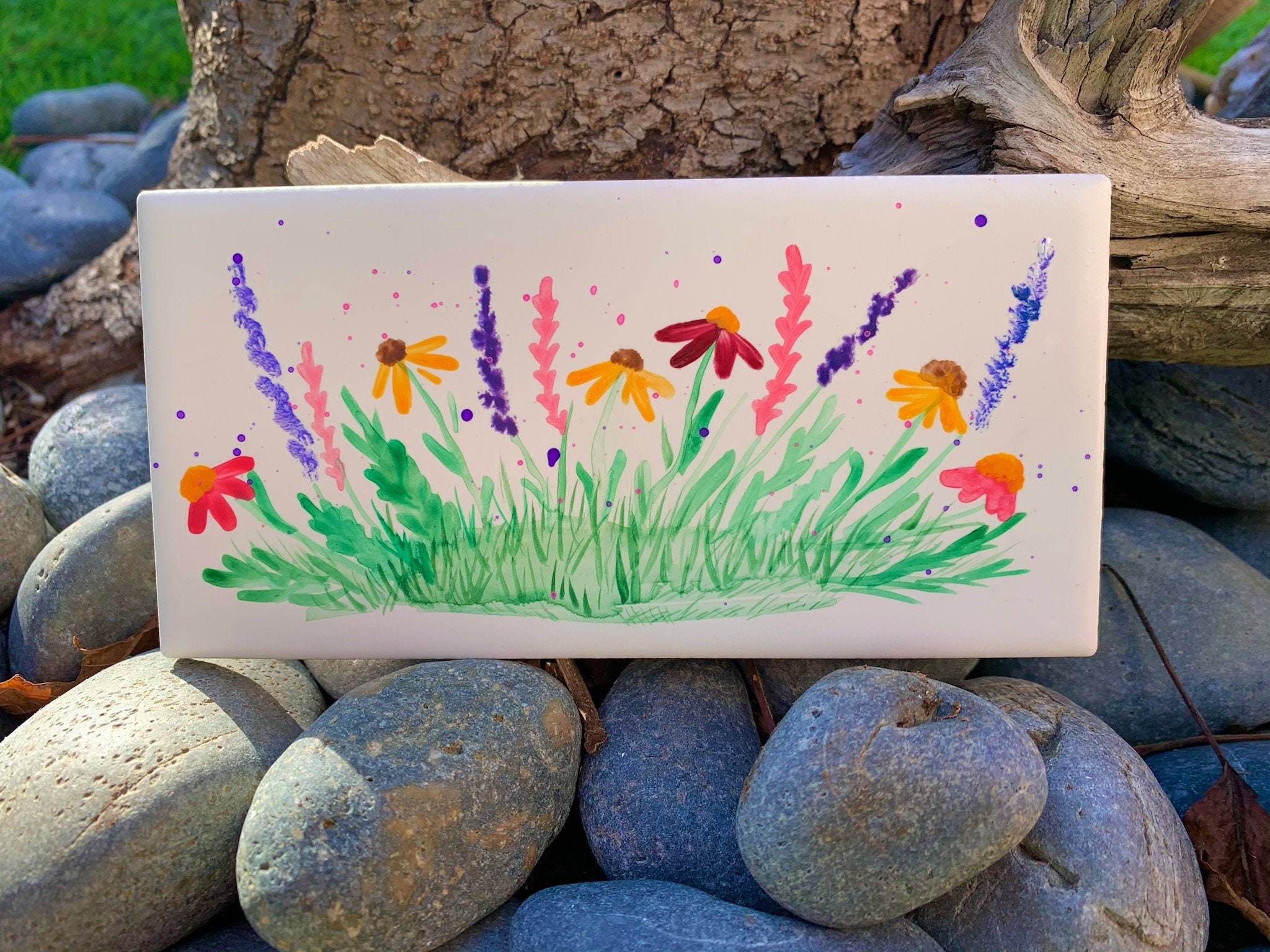 Watercolor Flowers Hand Painted Ceramic Tile/ Wall Art/ Home | Etsy