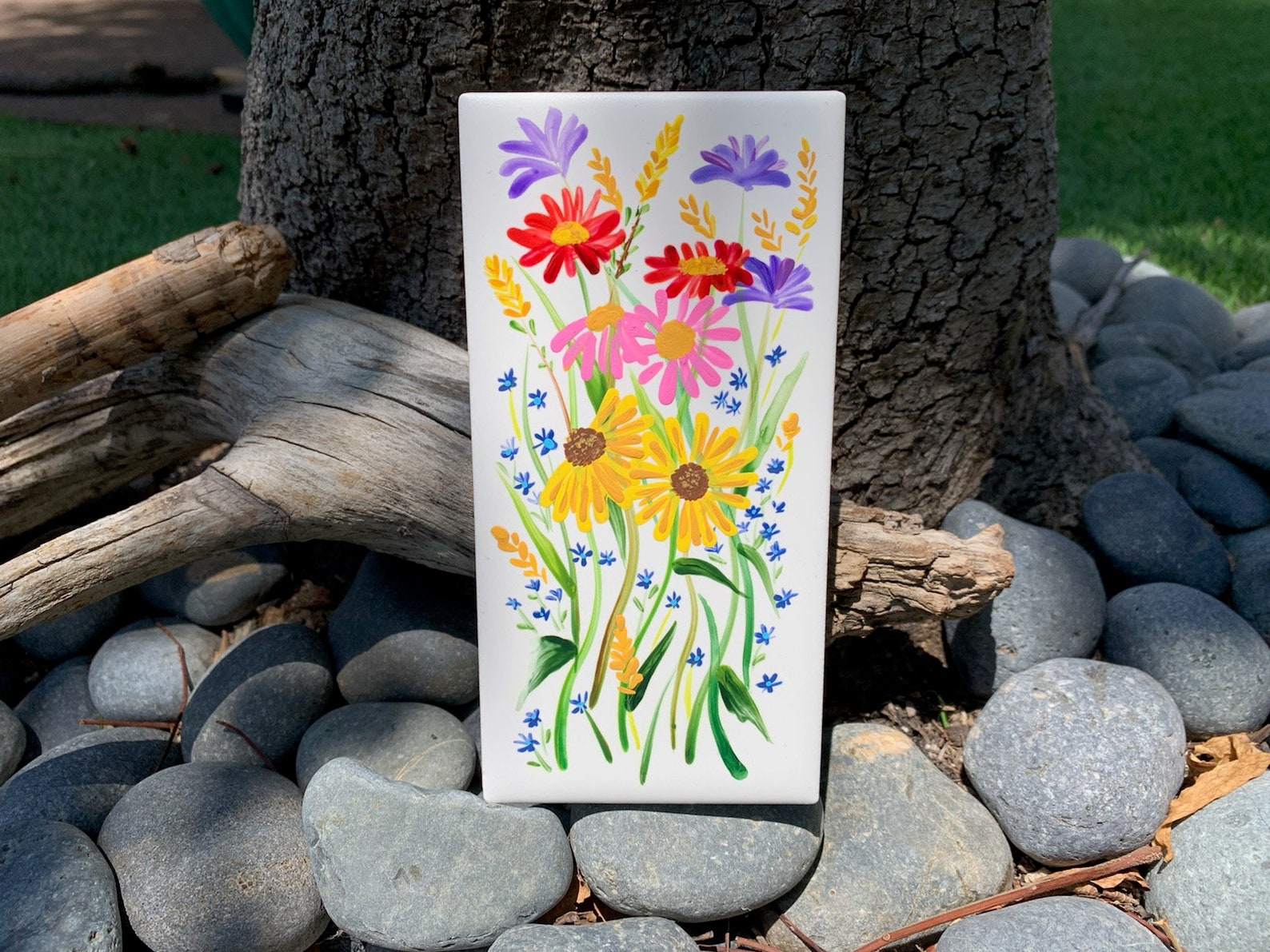 Wildflower Bouquet Hand Painted Ceramic Tile/ Wall Art/ Home Decor - Etsy