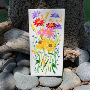 Wildflower Bouquet Hand Painted Ceramic Tile/ Wall Art/ Home Decor - Etsy