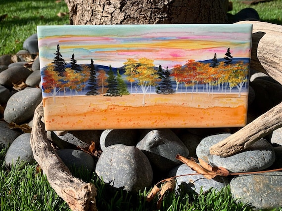 Autumn Field Hand Painted Ceramic Tile/ Wall Art/ Home Decor - Etsy