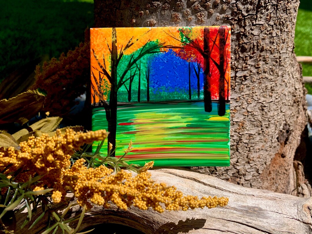 Autumn Trail Hand Painted Ceramic Tile/ Ornament/ Wall Art/ Home Decor ...