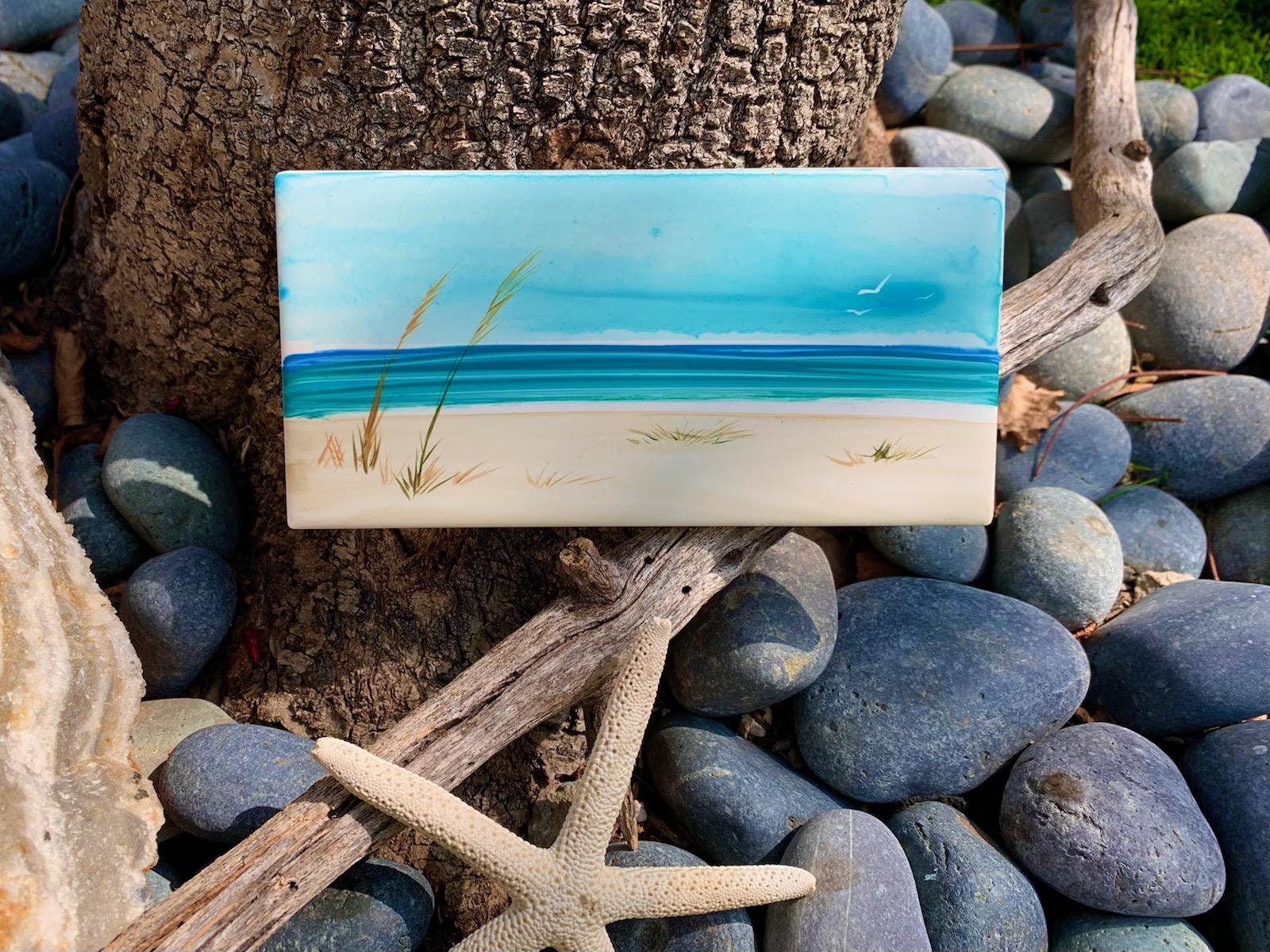 Nantucket Bay hand painted ceramic tile/ Wall Art/ Home Decor | Etsy