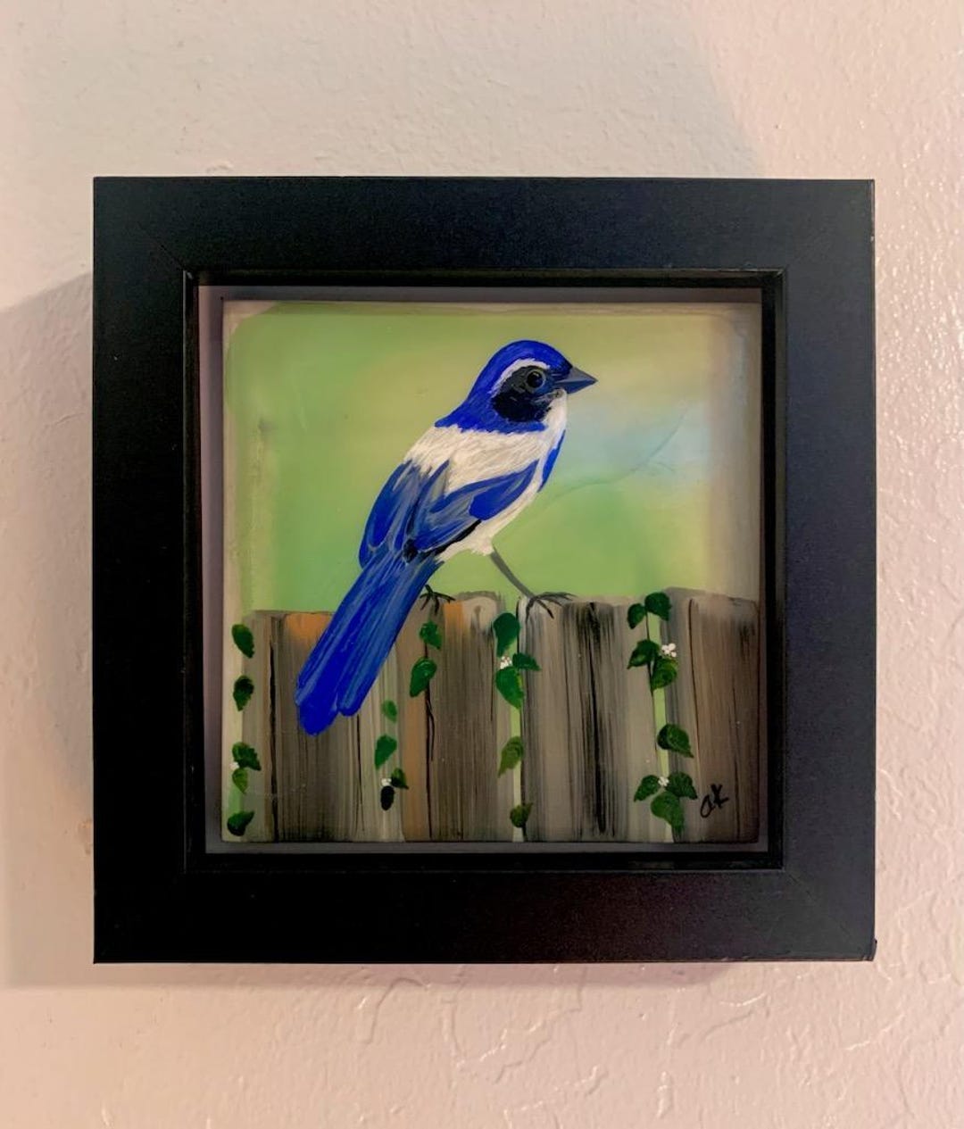 Stellar Blue Jay in Frame Hand Painted Ceramic Tile/ Ornament/ Wall Art ...