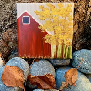 Red Barn Hand Painted Ceramic Tile/ Ornament/ Wall Art/ Home Decor - Etsy