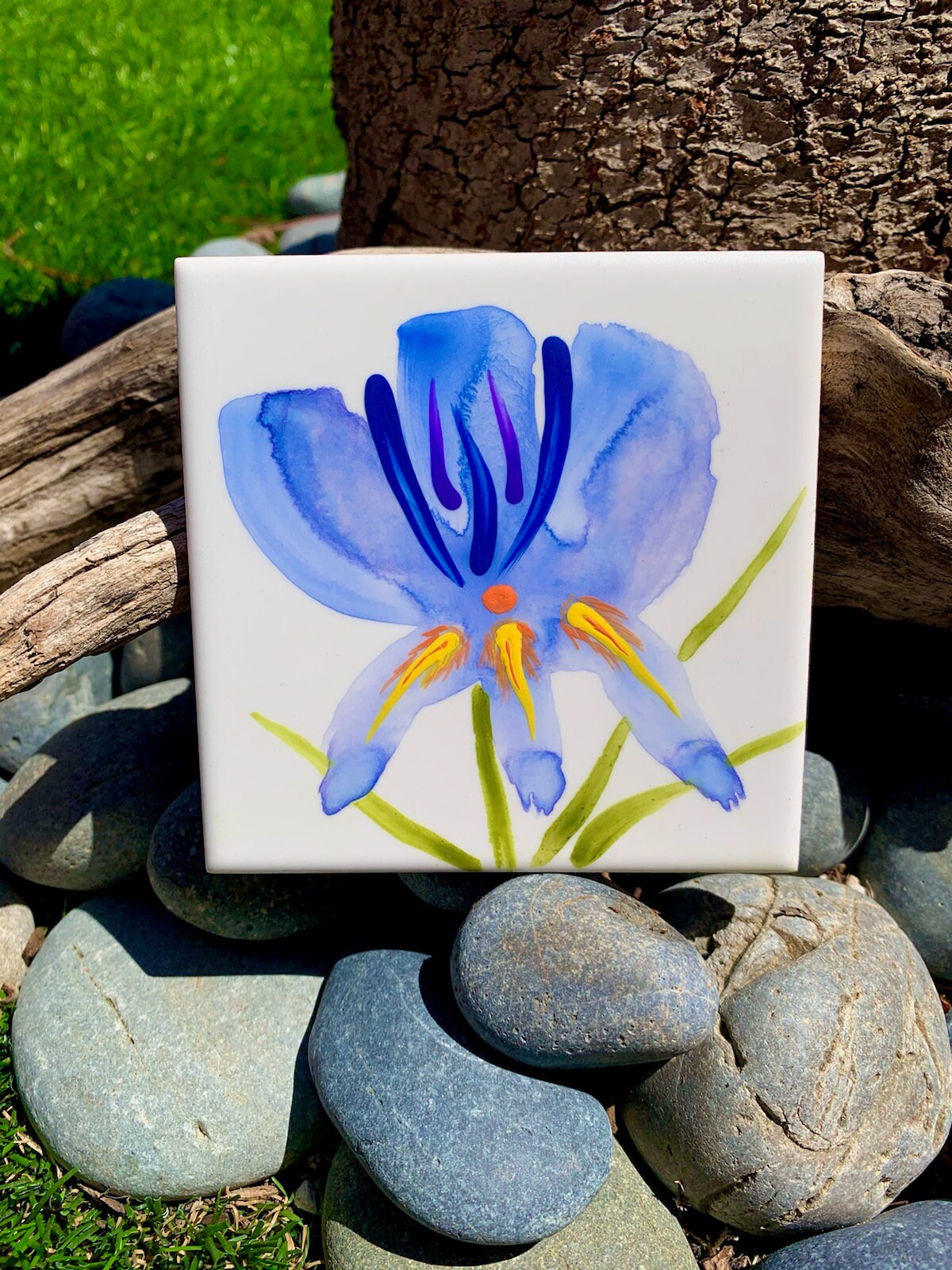 Iris Hand Painted Ceramic Tile/ Ornament/ Wall Art/ Home Decor - Etsy