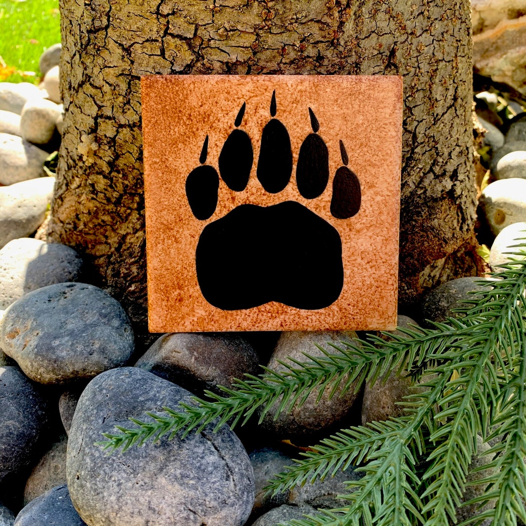 Bear Paw Hand Painted Ceramic Tile/ Ornament/ Wall Art/ Home Decor - Etsy