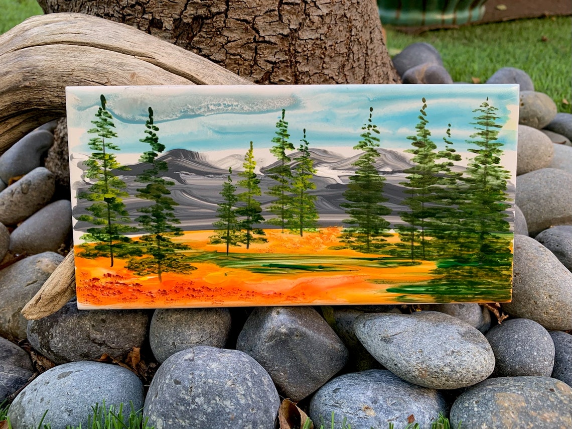 Evergreen Meadow Hand Painted Ceramic Tile/ Wall Art/ Home Decor - Etsy