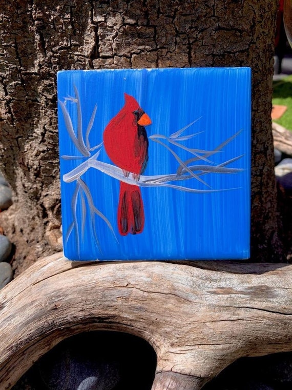 Cardinal Hand Painted Ceramic Tile/ Ornament/ Wall Art/ Home | Etsy