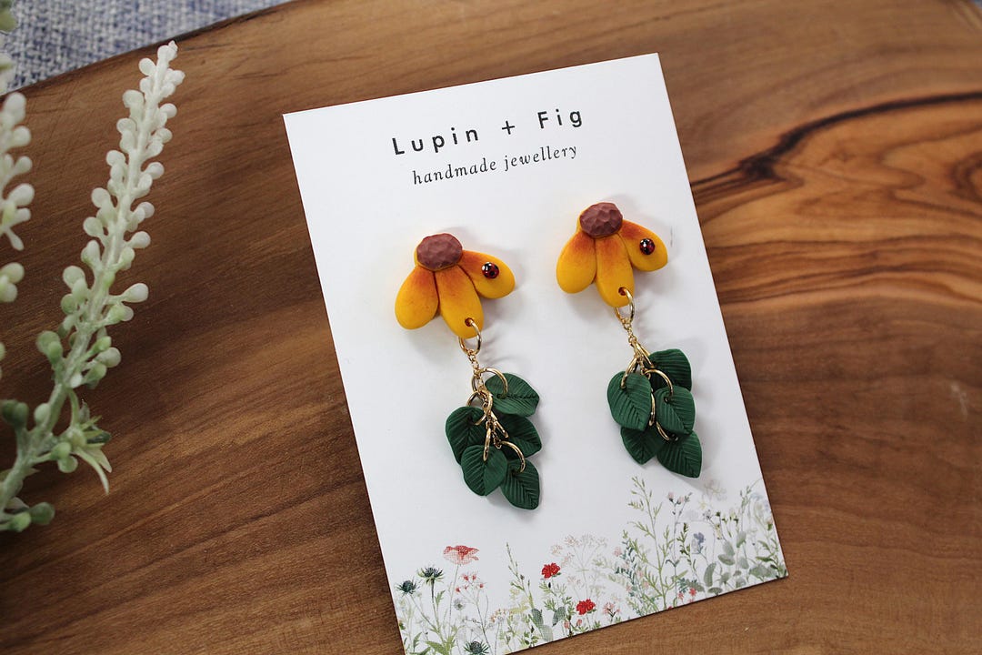 Sunflower Ladybug Earrings || Hypoallergenic, Nickel Free || Titanium ...