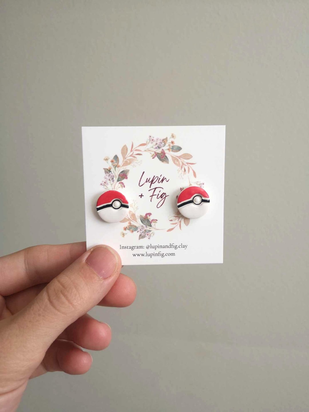 Pokeball Studs Hypoallergenic, Titanium Handmade Polymer Clay Jewellery ...