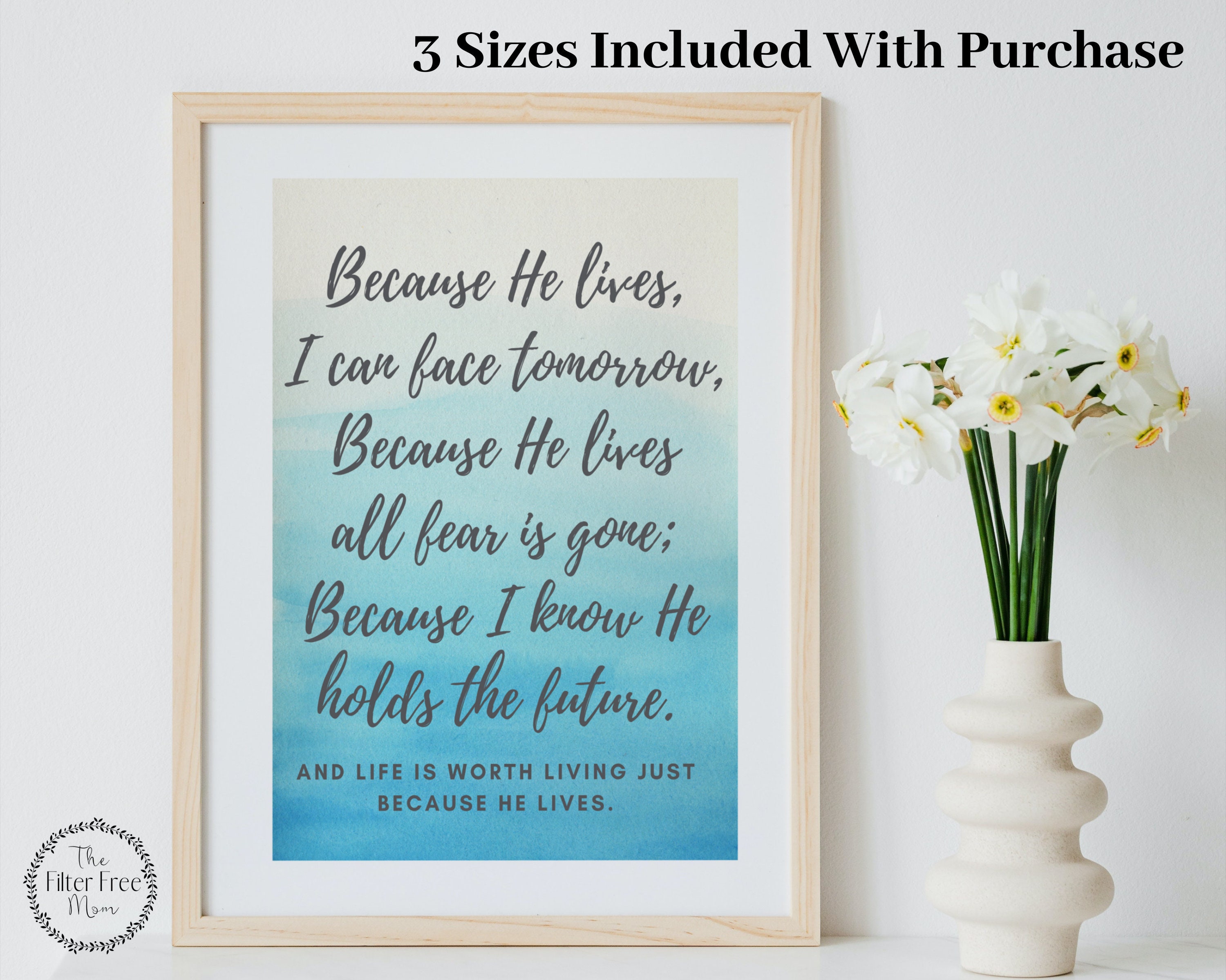 Because He Lives, Hymn Printable, Instant Download, 3 Sizes Included - Etsy