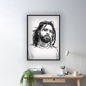 J Cole Wall Art Print, Hip Hop Rap Music Poster, Celebrity Original ...
