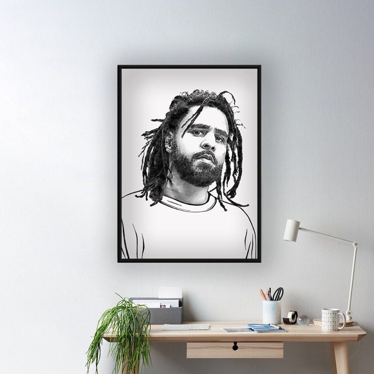 J Cole Wall Art Print, Hip Hop Rap Music Poster, Celebrity Original ...