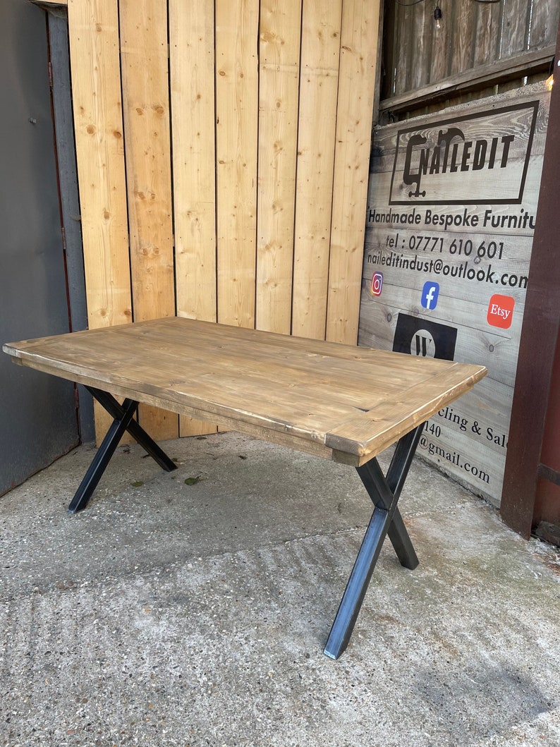 Reclaimed Scaffold Board X Frame Table | Etsy