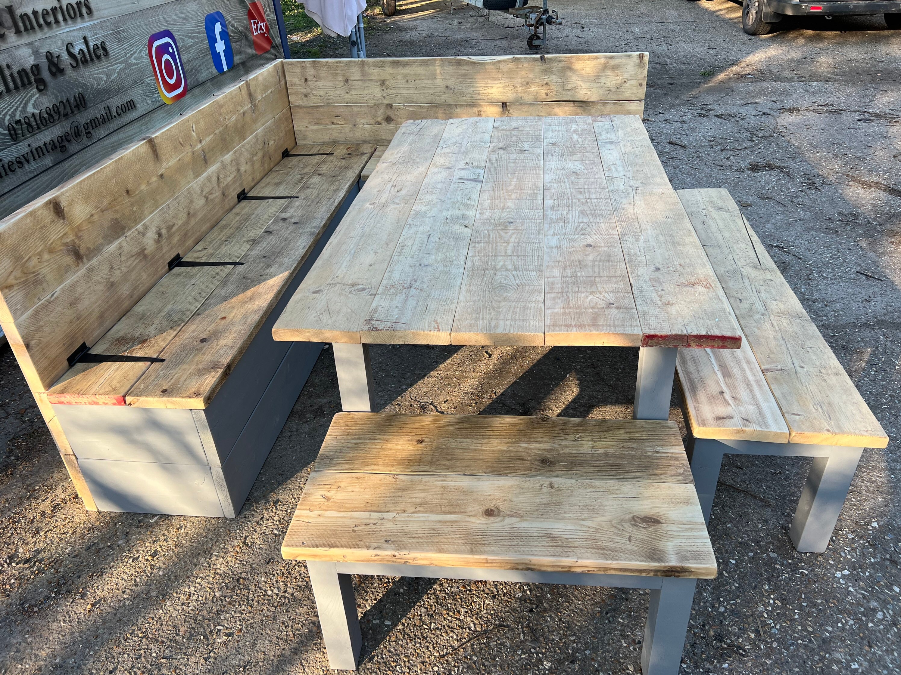 Storage Bench Seating With Dining Table and Bench Set - Etsy UK