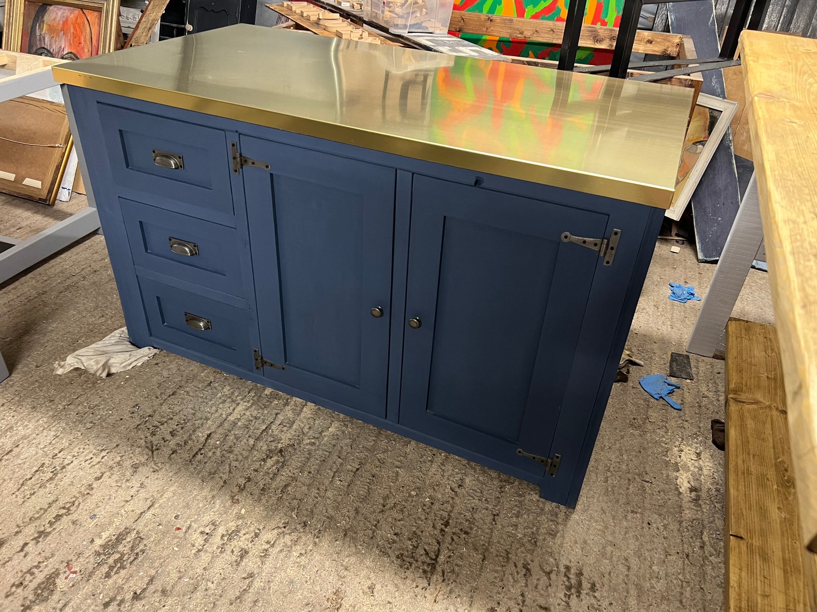 Shaker Style Metal Topped Kitchen Island - Etsy