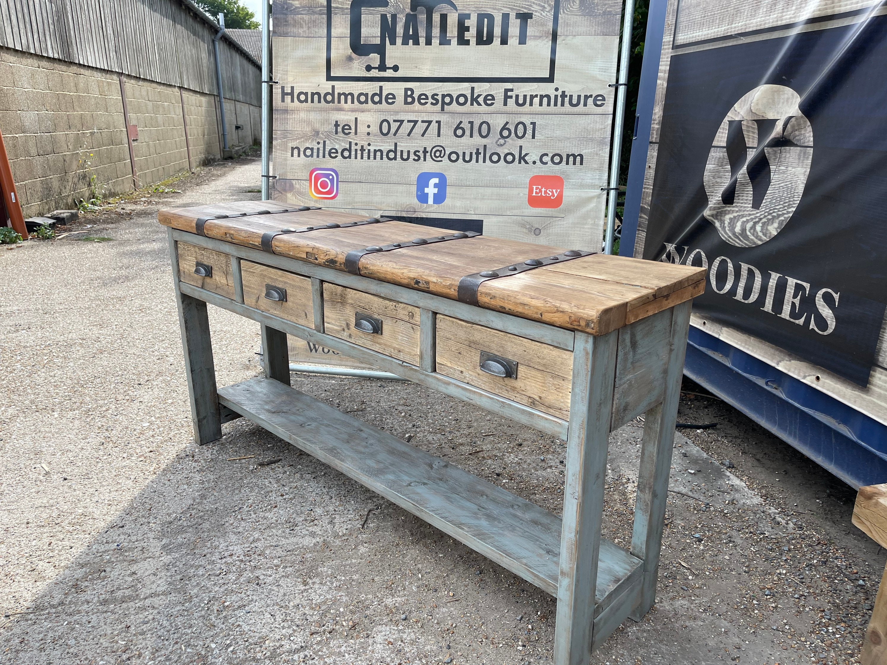 Reclaimed Farmhouse Console Table | Etsy