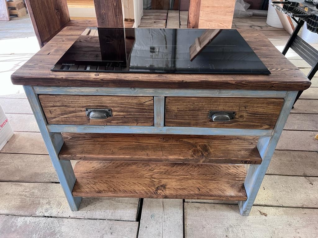 Rustic Mini Island With Integrated Hob - Etsy UK