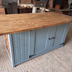 Rustic Farmhouse Kitchen Island With Wine Rack and Spice Rack - Etsy UK