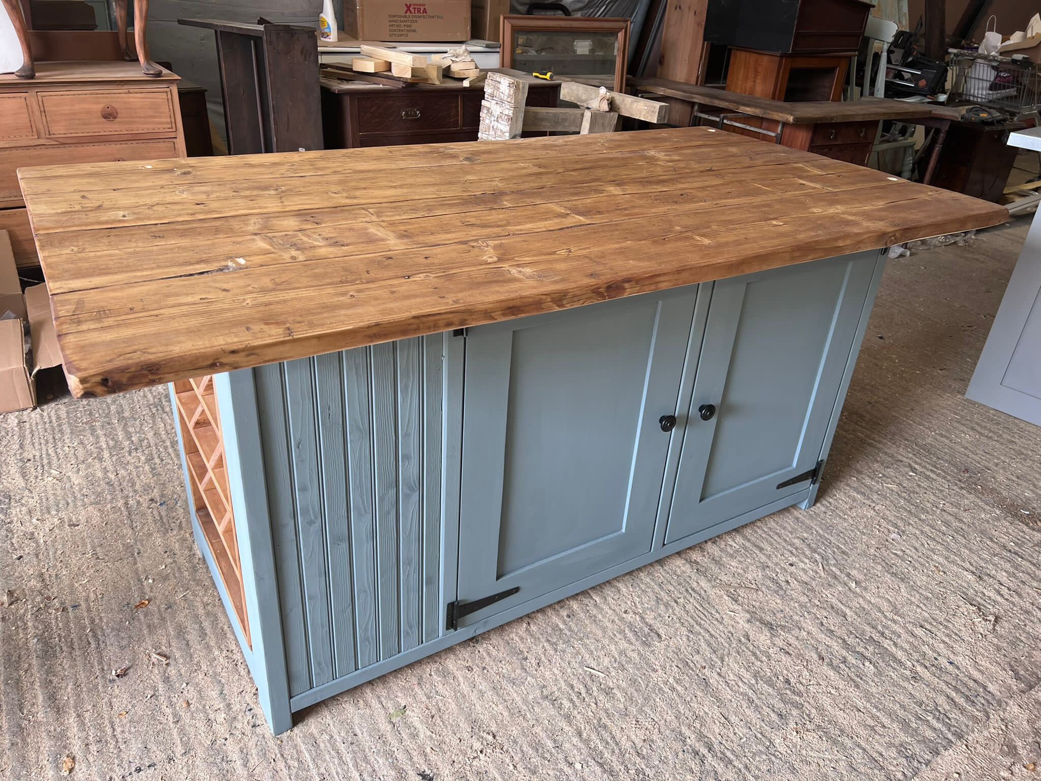 Rustic Farmhouse Kitchen Island With Wine Rack and Spice Rack - Etsy UK