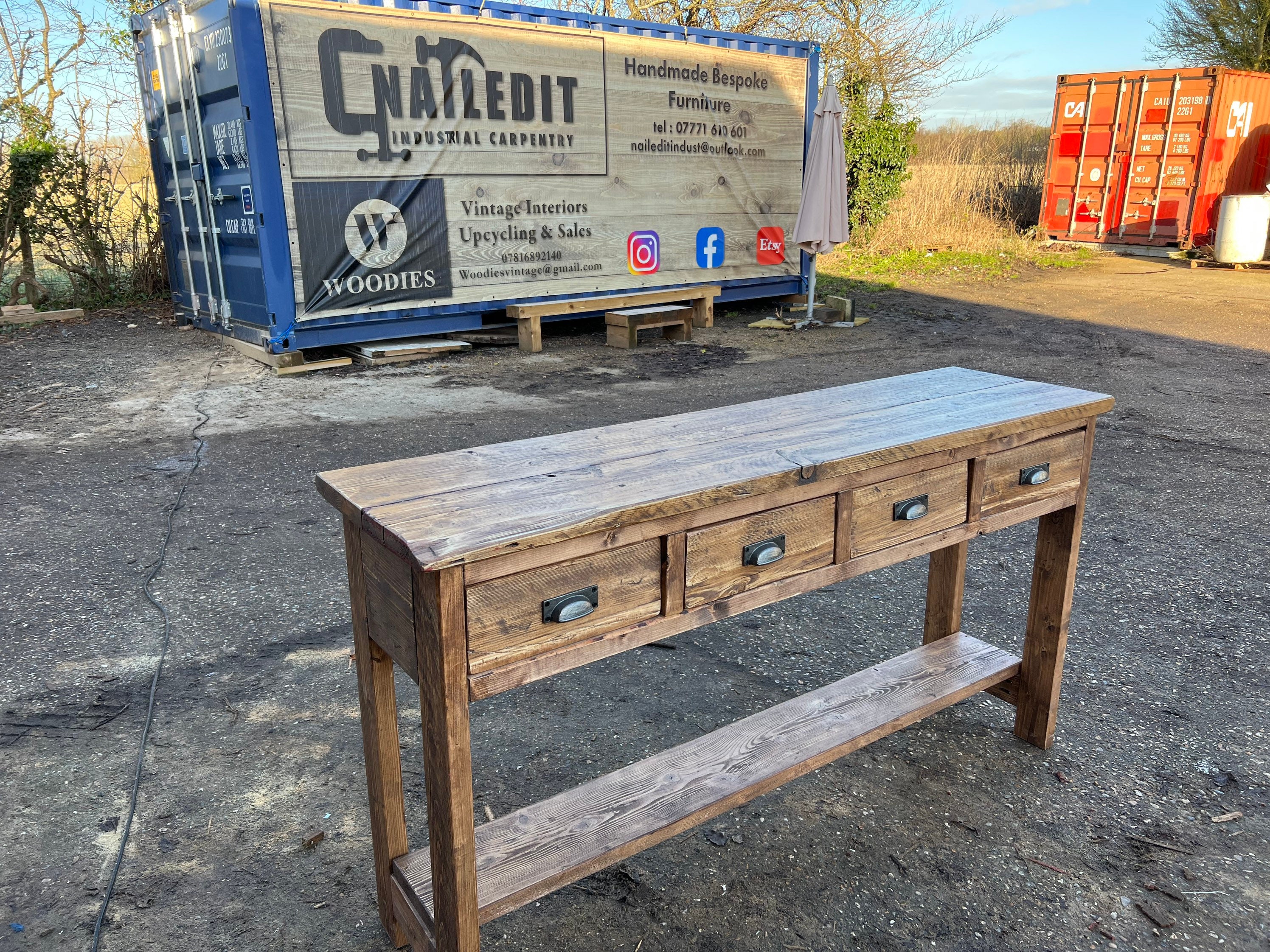 Reclaimed Farmhouse Console Table - Etsy