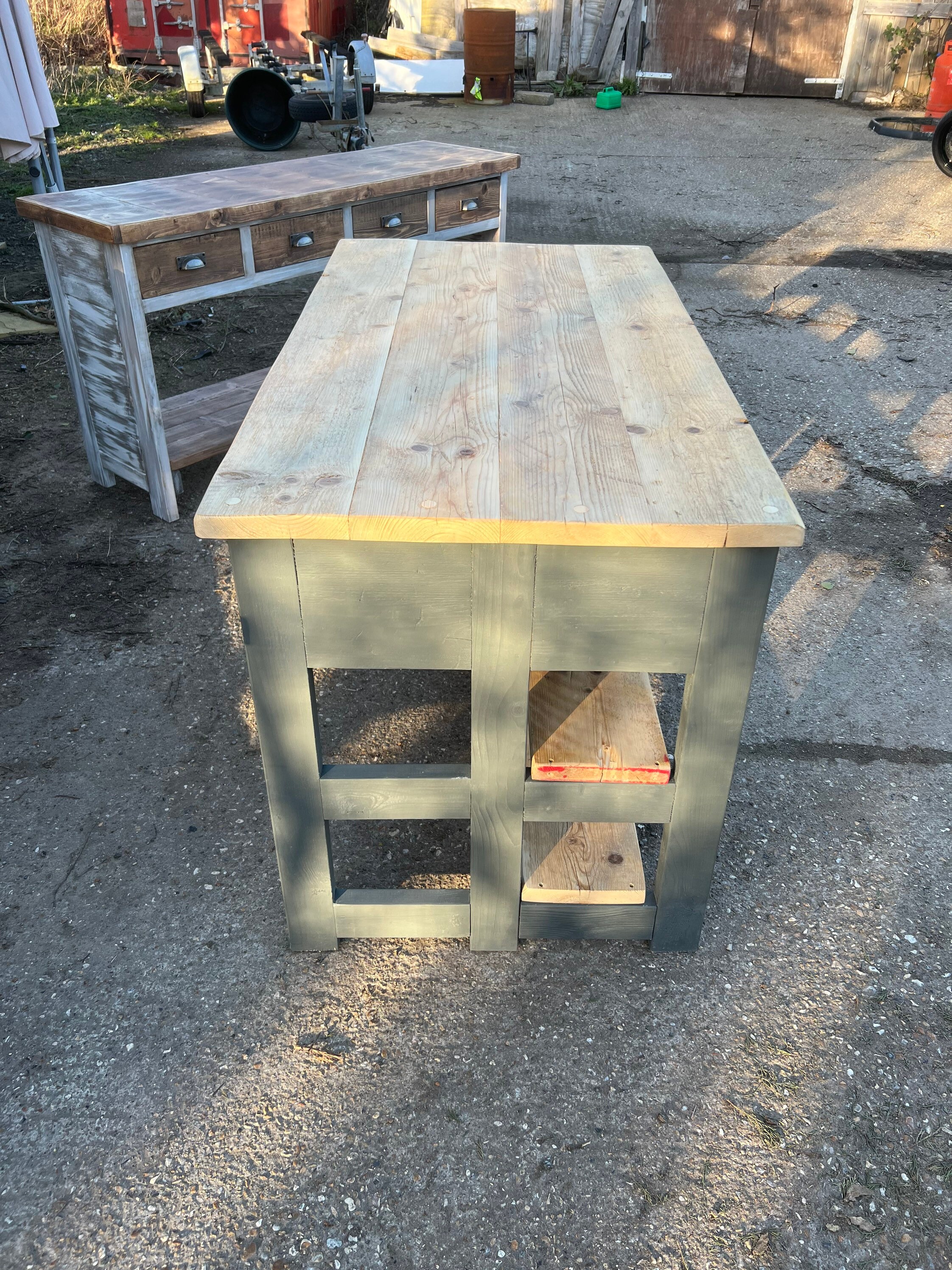 Rustic Breakfast Bar Kitchen Island - Etsy UK