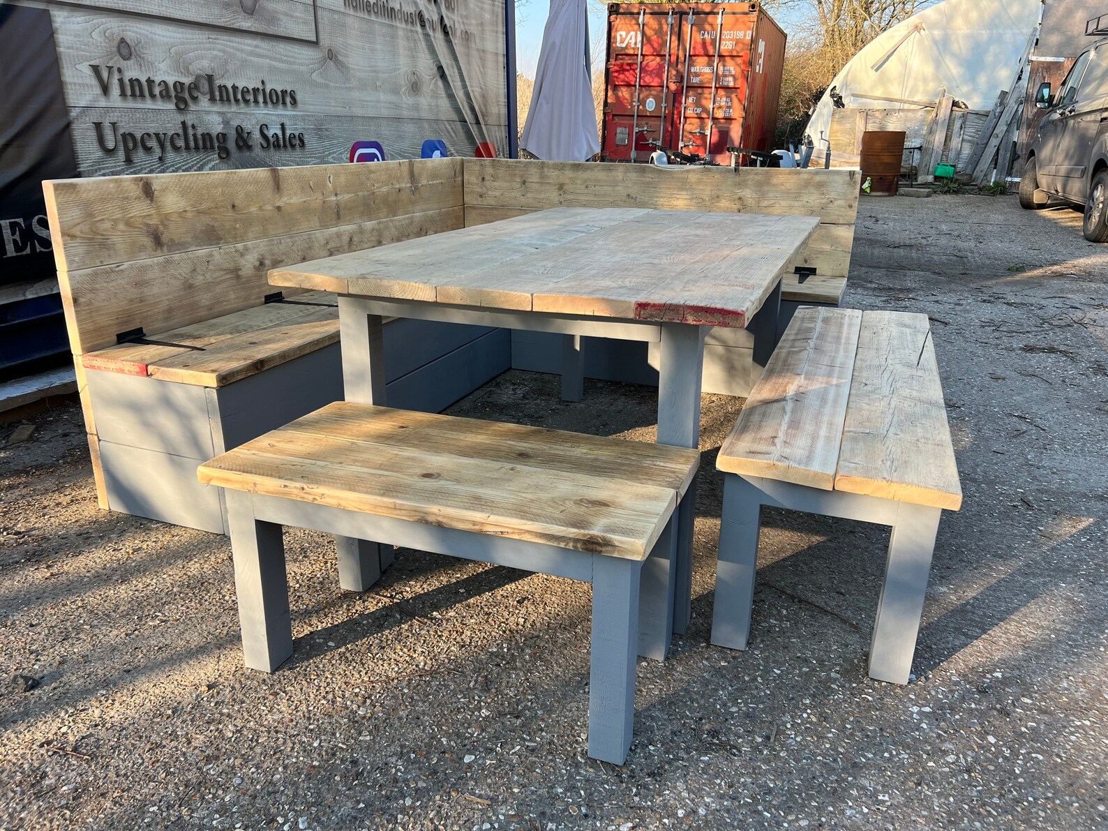 Storage Bench Seating With Dining Table and Bench Set - Etsy UK