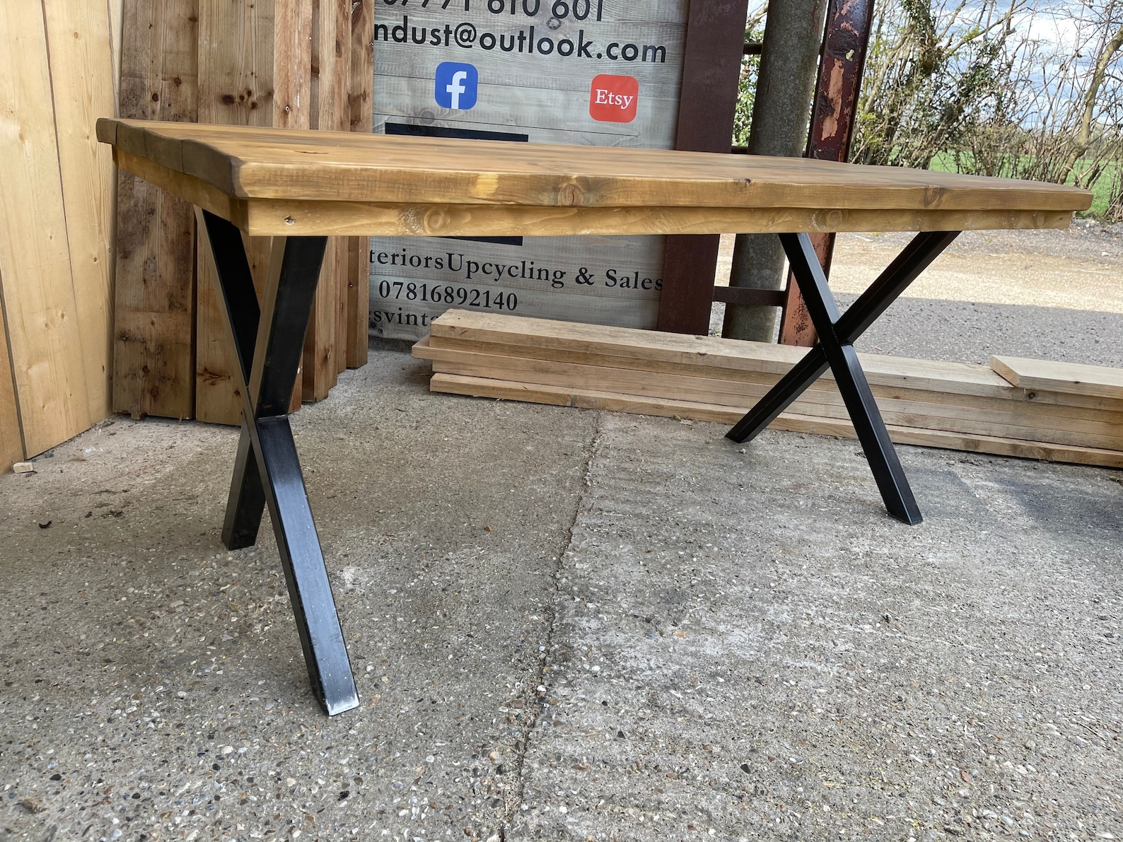 Reclaimed Scaffold Board X Frame Table | Etsy