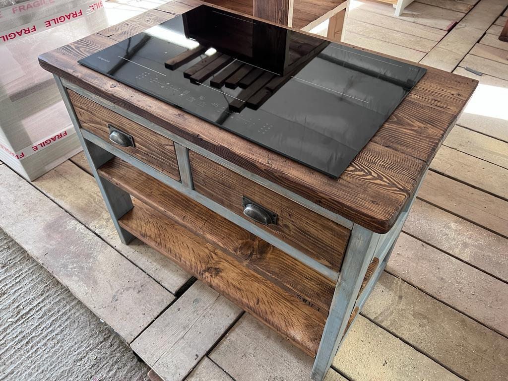 Rustic Mini Island With Integrated Hob - Etsy UK